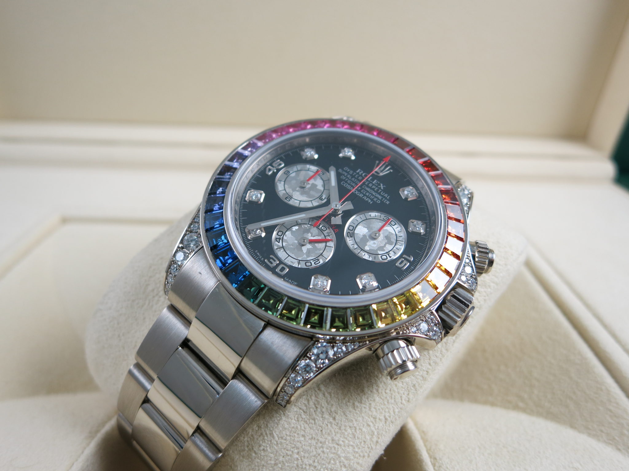 Rolex White Gold Rainbow Daytona 116599RBOW Complete - Swiss Watch Time